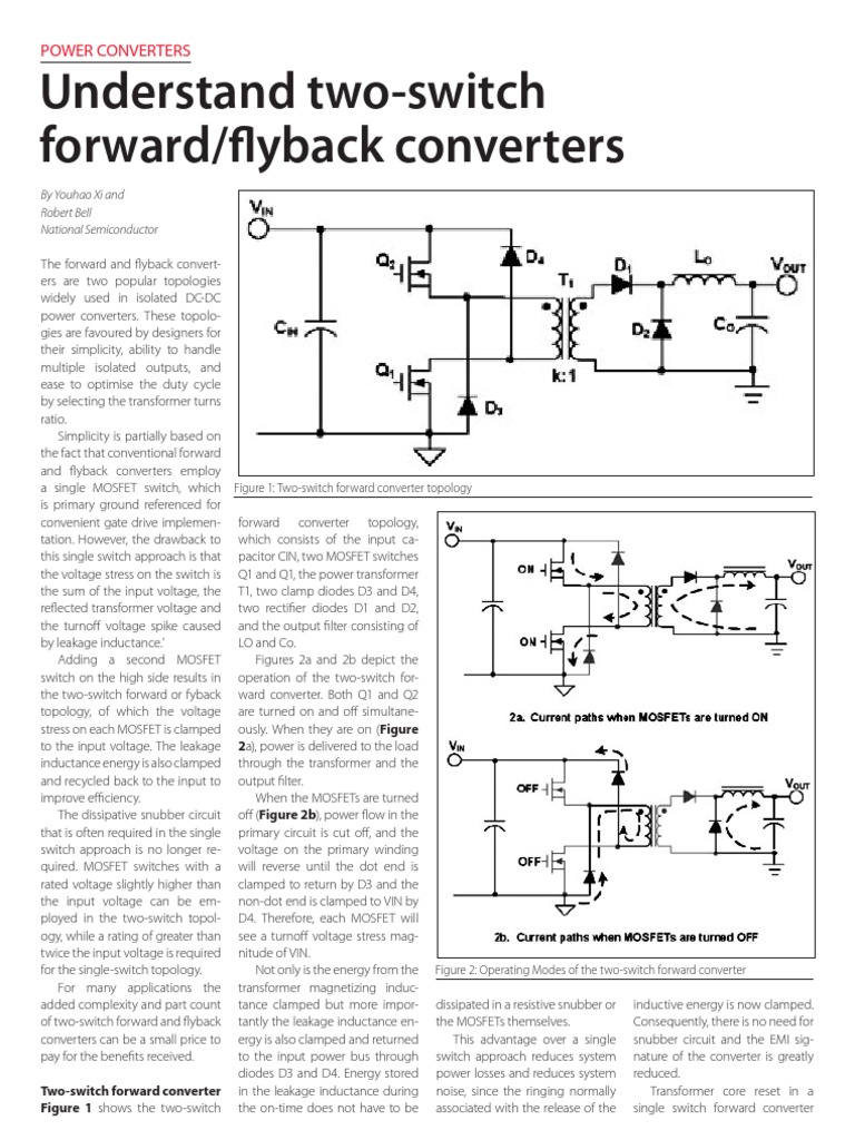 Understand Two Switch Forwardflyback Converters Mosfet Transformer