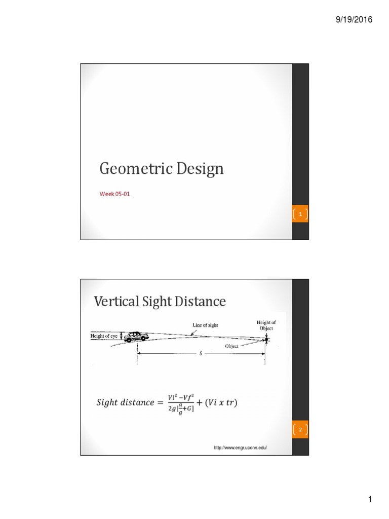 Geometric Design WK 05-01 Vertical Sight Distance | PDF ...