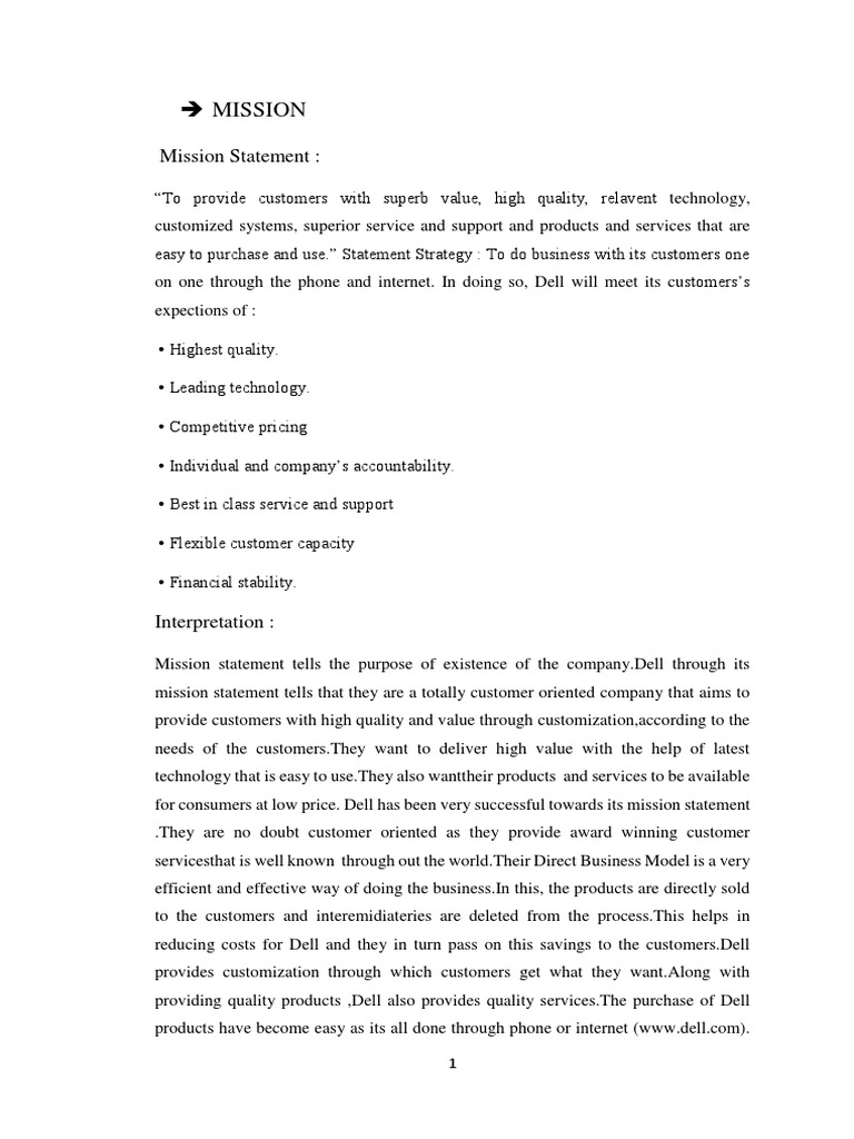 Mission of Dell Company | PDF | Dell | Personal Computers