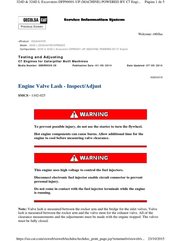 324D-CALIBRACION VALVULASsis - Cat.com Sisweb Sisweb Techdoc Techdoc Print Page - Js | PDF ...