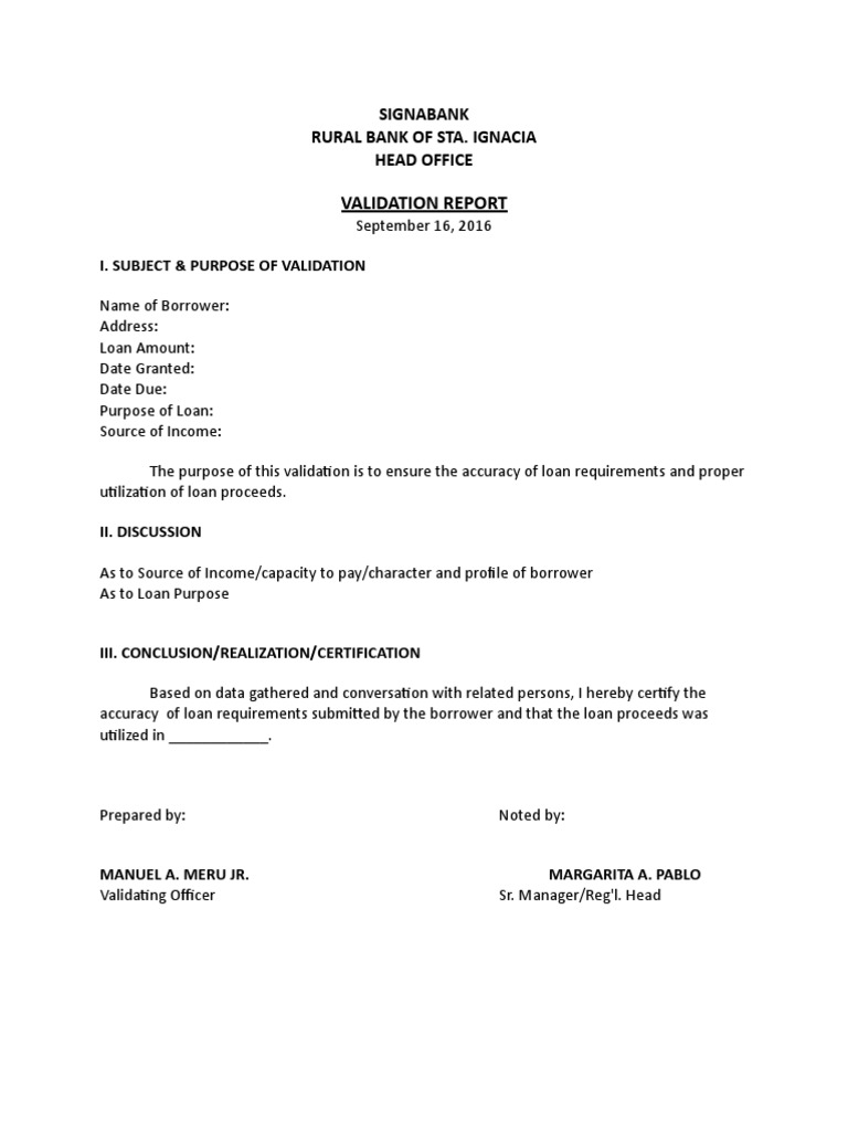 Validation Report | PDF