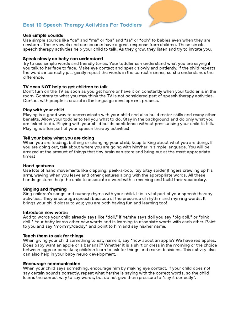 10 Speech and Therapy Activities | PDF | Speech | Neuropsychological ...