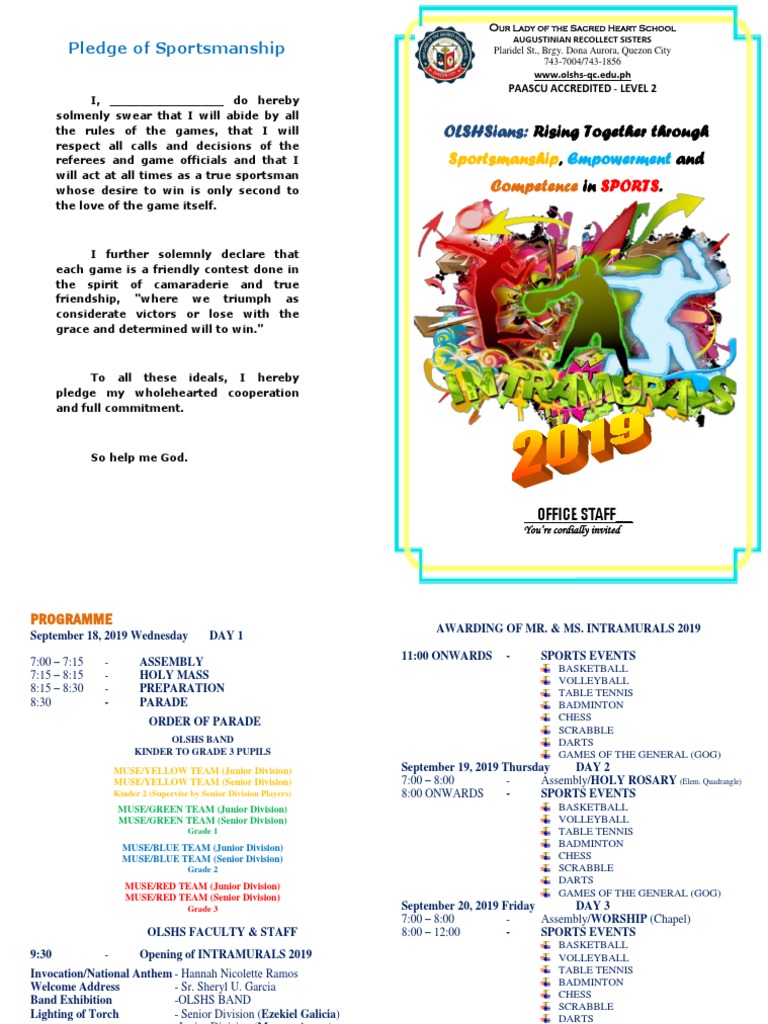 Invitation For Intrams 2019 | PDF | Sports | Leisure