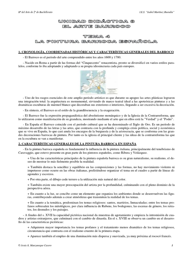 HA09T04 La Pintura Barroca Española Apuntes | PDF | Pinturas | Barroco