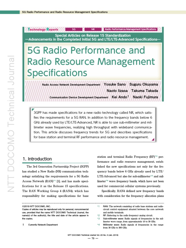 5G Radio Performance and Radio Resource Management Specifications | PDF ...