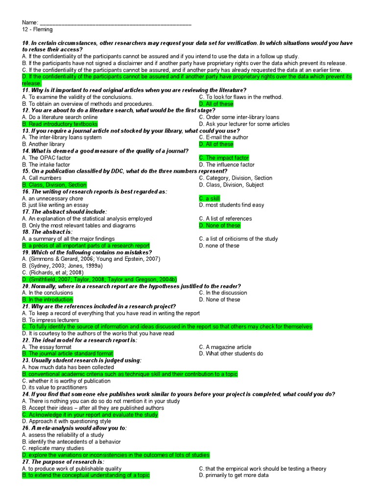 RP Worksheet Answers | PDF | Positivism | Qualitative Research