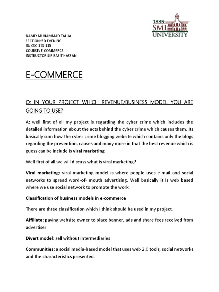 E-Commerce Assignment #1 | PDF