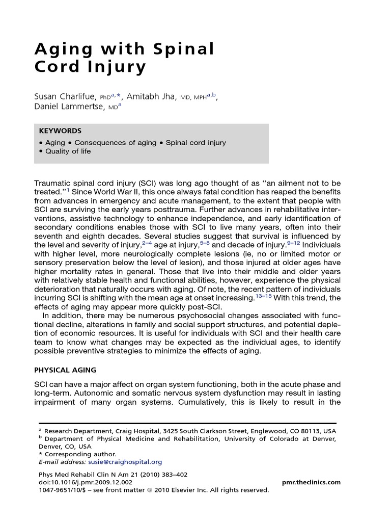 Aging With Spinal Cord Injury | PDF | Cardiovascular Diseases | Ageing