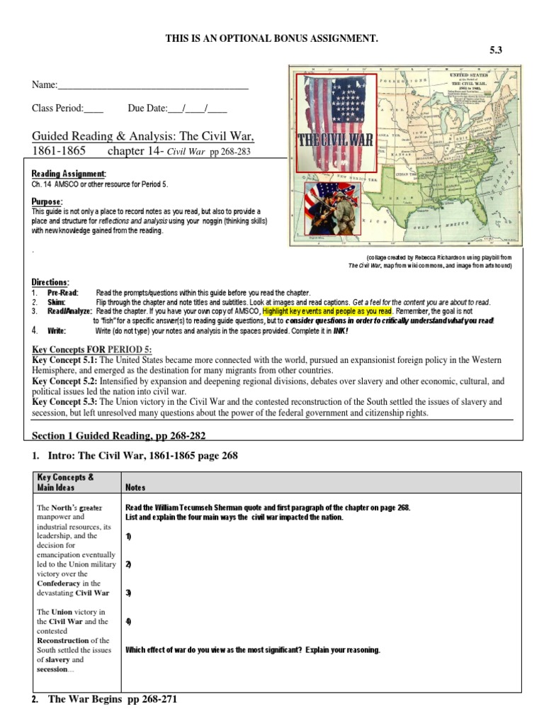 Guided Reading 5.3 | PDF | Confederate States Of America | Union ...