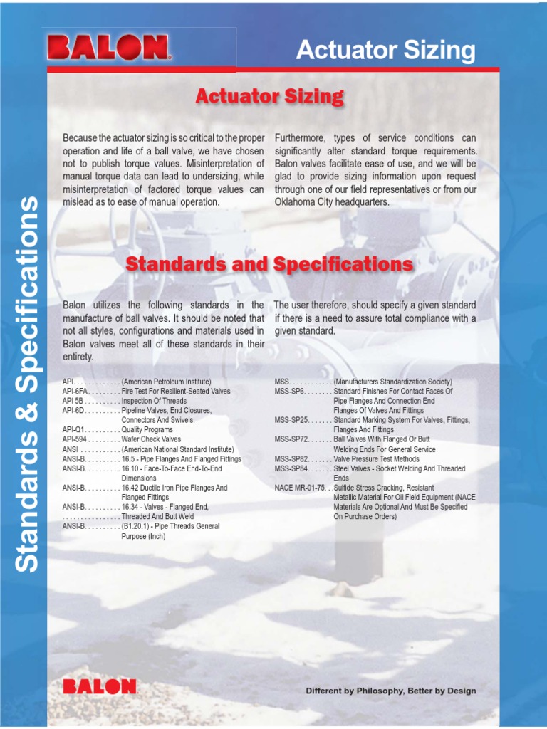 Balon Actuator Sizing and Specs | PDF | Pipe (Fluid Conveyance) | Valve