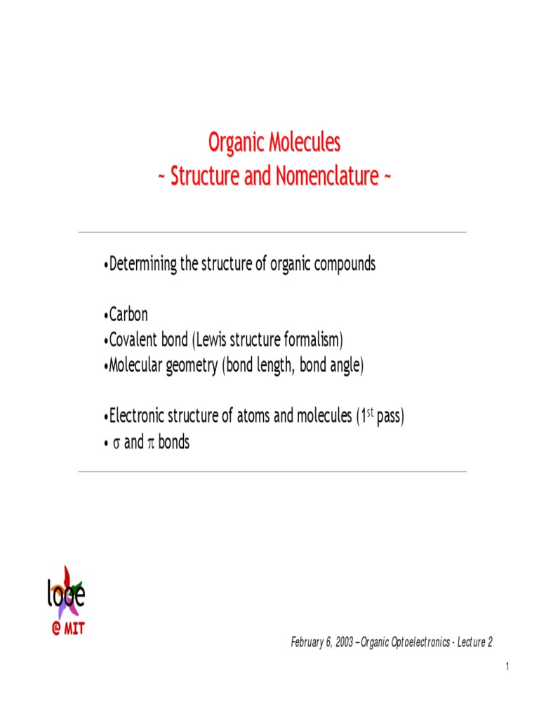 Organic Molecules Structure and Nomenclature | PDF | Molecular Orbital ...