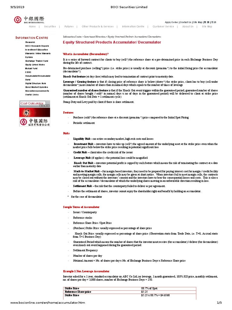 Equity Structured Products Accumulator/ Decumulator | PDF | Derivative ...