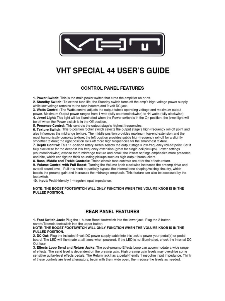 Manual VHT Special 44 | PDF | Sound | Electrical Engineering