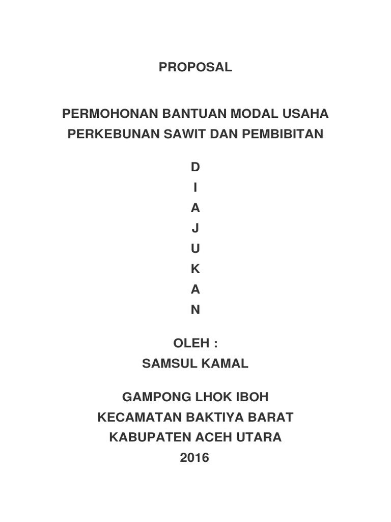 Contoh Proposal Bibit Sawit | PDF