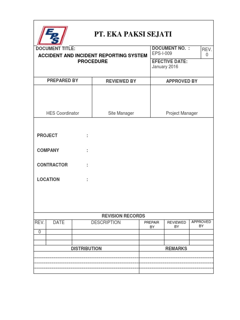 Accident and Incident Reporting Procedure | PDF | Hand | Traffic Collision