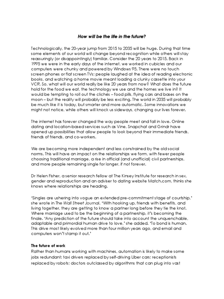 Future Life Predictions for 2035 | PDF | Internet Of Things | Computing ...