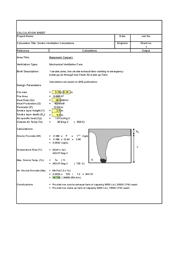 Smoke Ventilation Calculation Sheet | PDF | Ventilation (Architecture ...