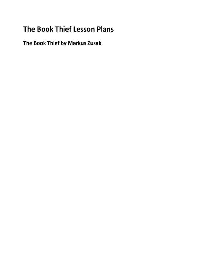 The Book Thief Lessonplan | PDF | Homework | Lesson Plan