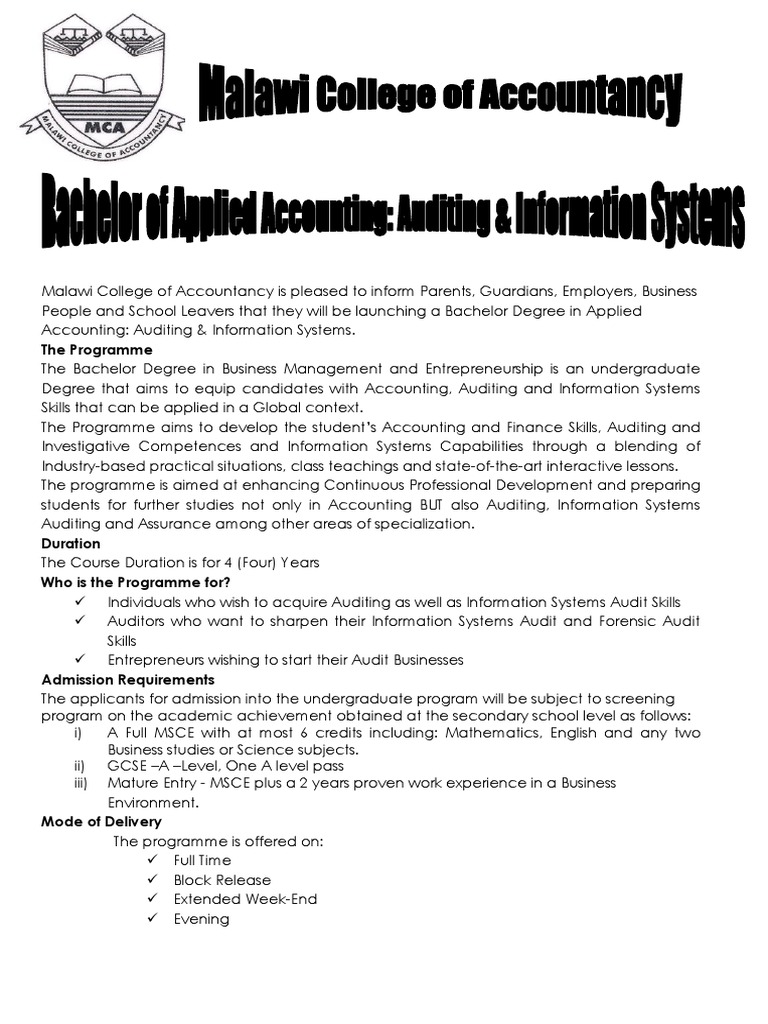 Bachelor in Applied Accounting & Auditing | PDF | Accounting | Audit
