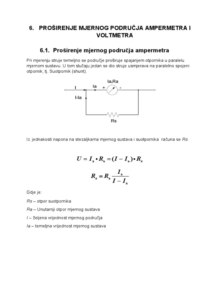 Prosirenje Mjernog Podrucja Ampermetra I Voltmetra | PDF