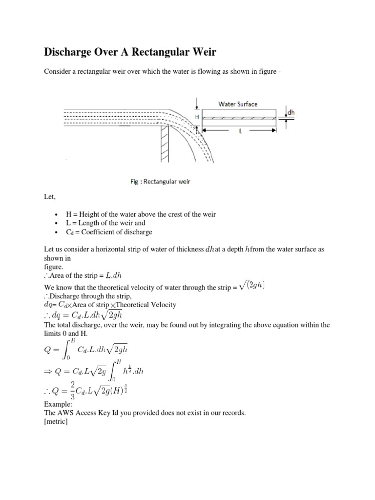 Discharge Calculations for Various Weirs | PDF | Dam | Discharge ...