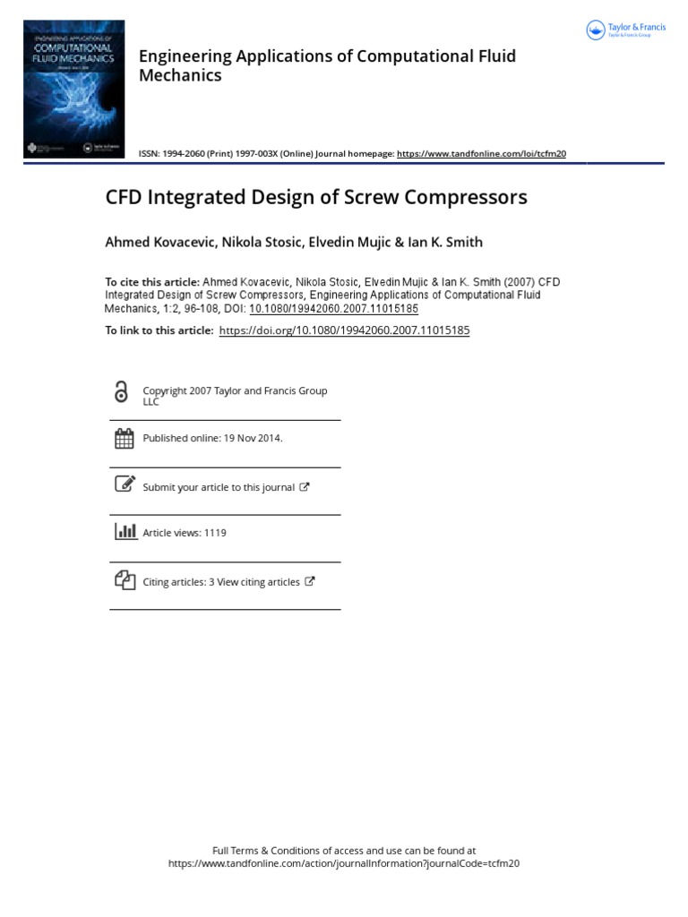 CFD Integrated Design of Screw Compressors | PDF | Computational Fluid ...