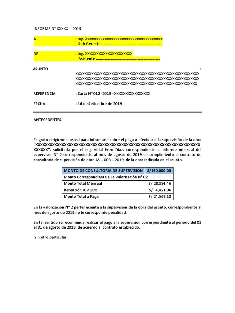 Informe Pago Supervisor | PDF