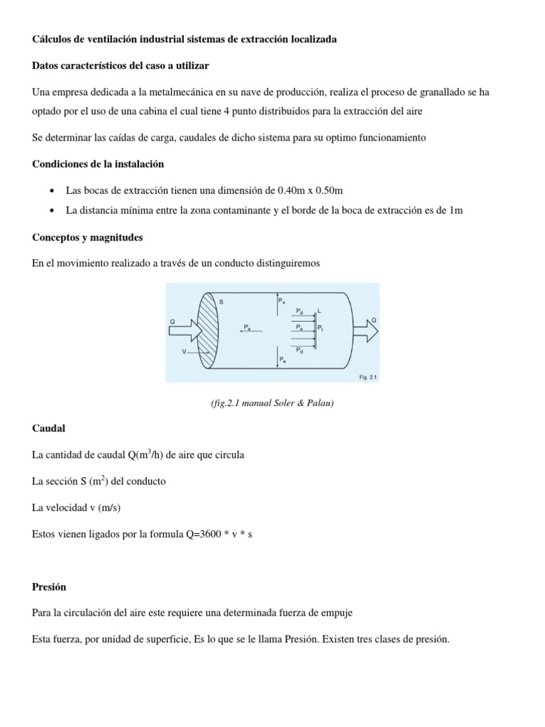 Calculos de Ventilacion Industrial Sistemas de Extraccion Localizada ...