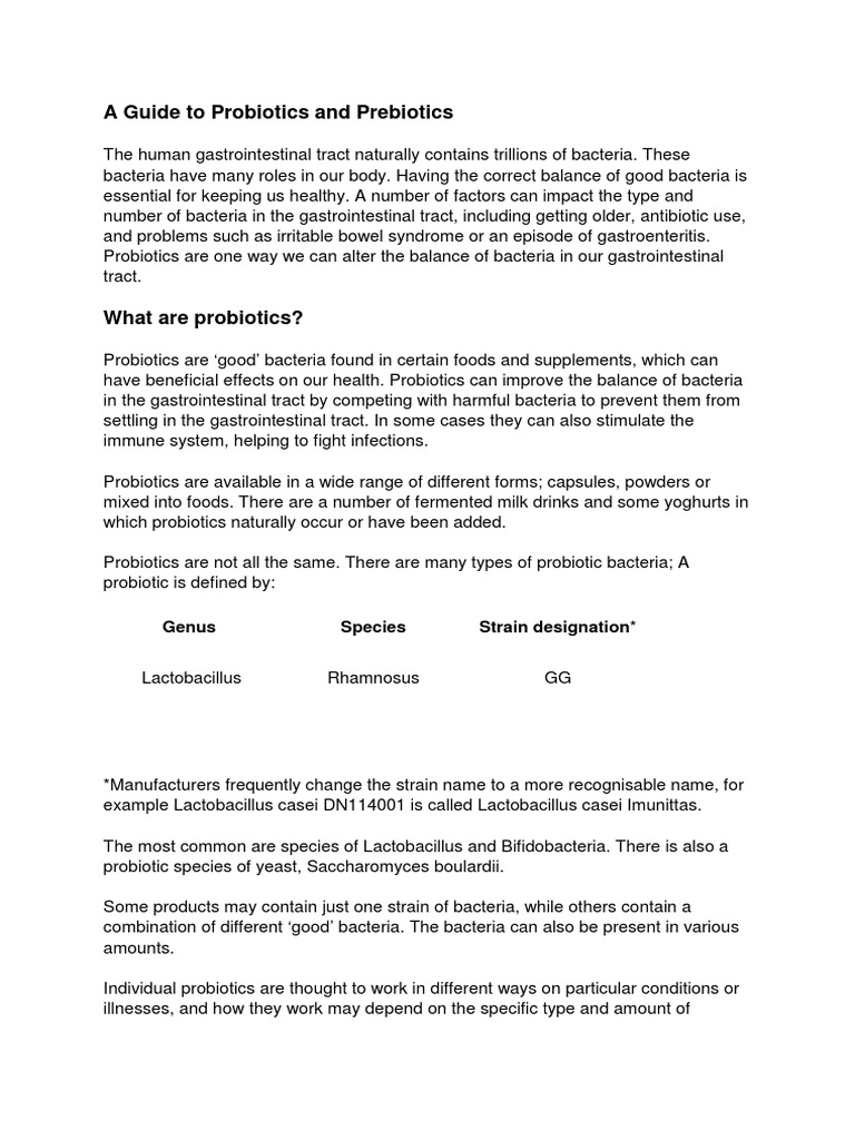 A Guide To Probiotics and Prebiotics: Genus Species Strain Designation ...
