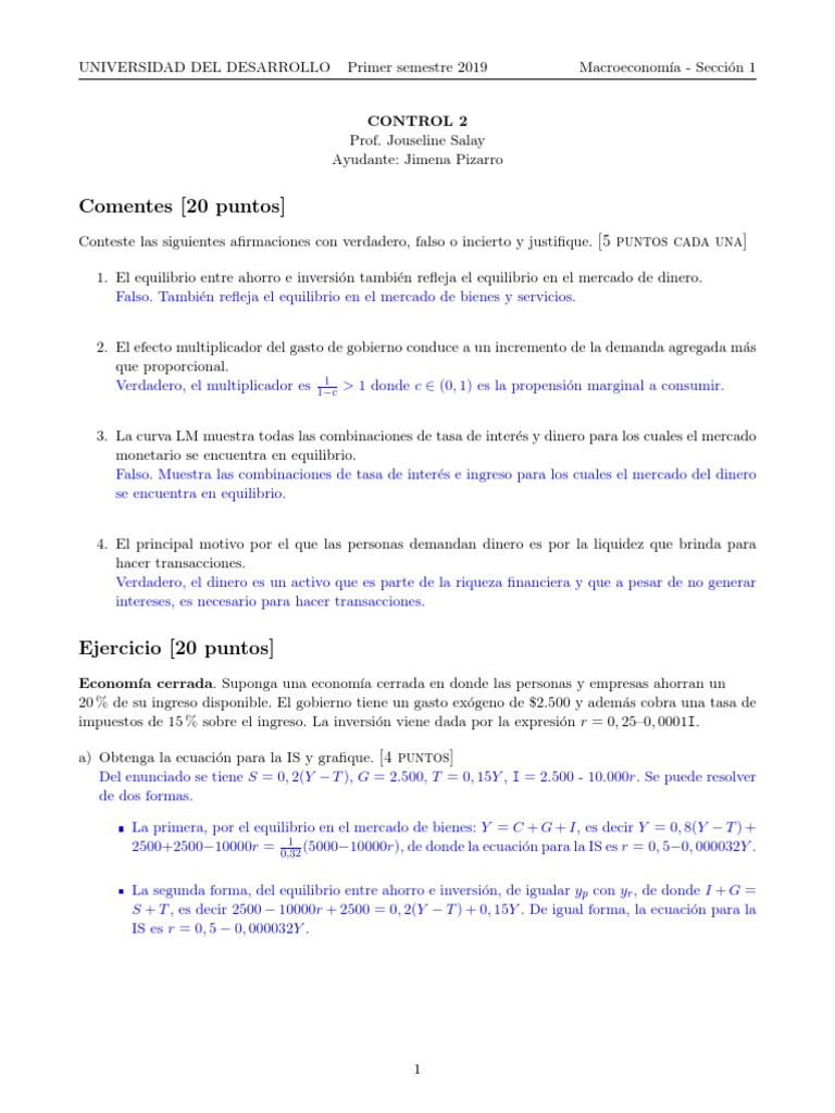 Control2 Macro Udd Pauta | PDF | La política fiscal | Balance presupuestario del gobierno