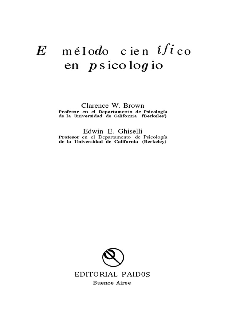 El Metodo Cientifico en Psicologia de Edwin Ghiselli | PDF | Teoría ...