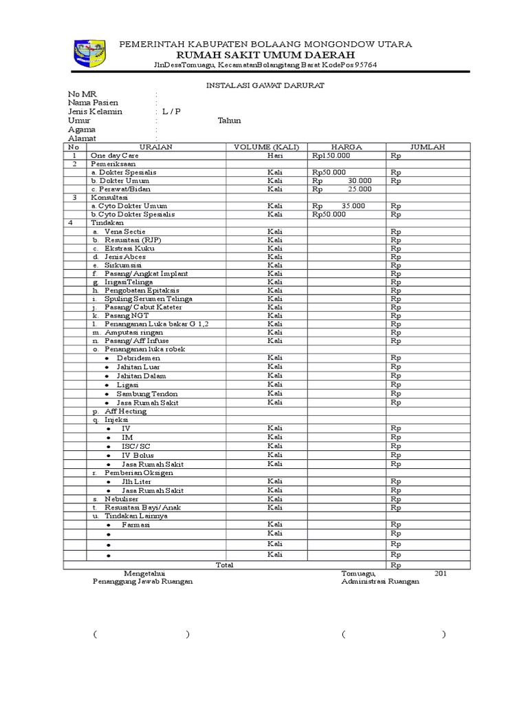 Nota Tagihan IGD | PDF