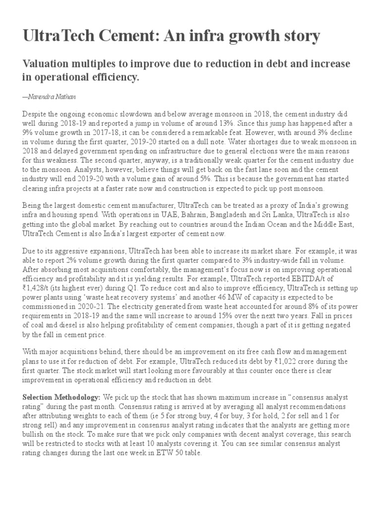UltraTech Cement: Growth and Efficiency | PDF | Stock Market | Stocks