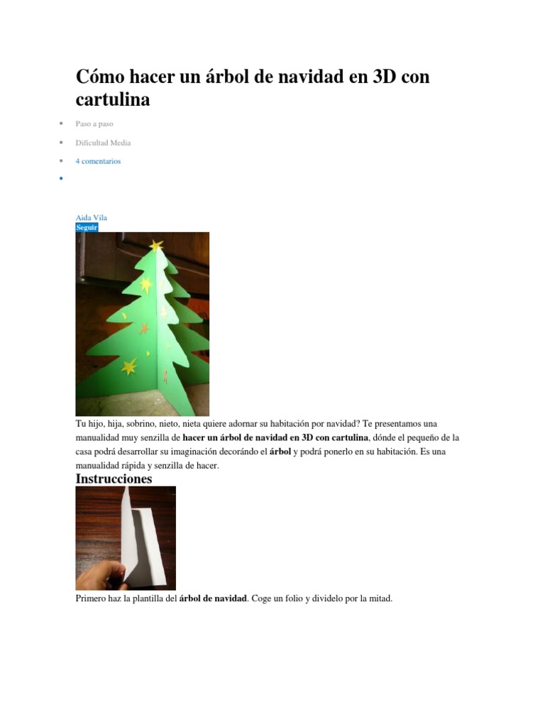 Cómo Hacer Un Árbol de Navidad en 3D Con Cartulina | PDF | Navidad
