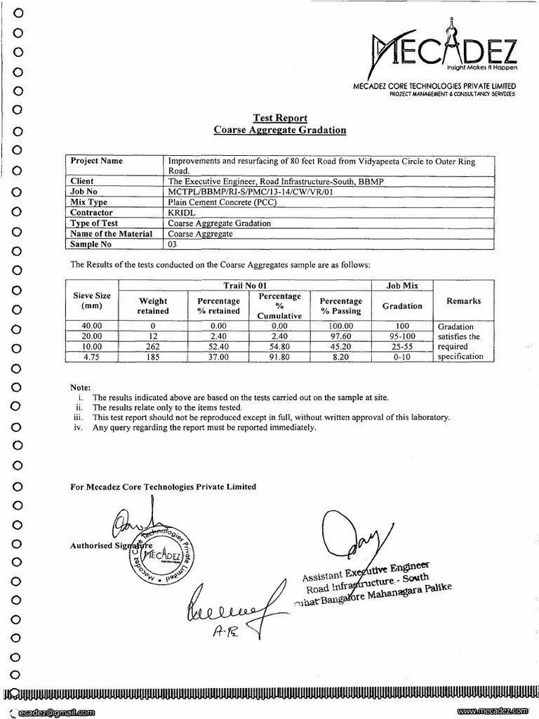 Test Reports PDF | PDF | Construction Aggregate | Concrete