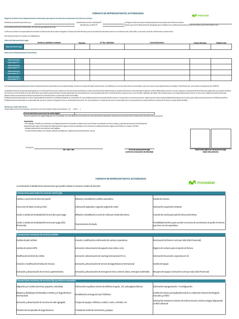Formato De Representantes Autorizados | Contraseña | Correo