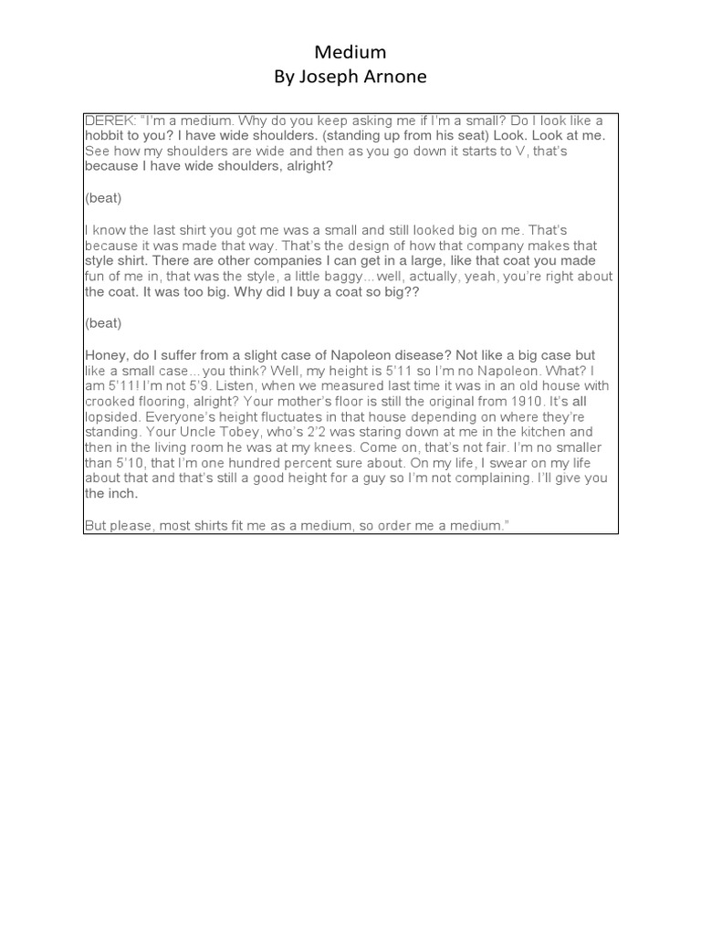 Comedy Monologue - Medium by Joseph Arnone | PDF