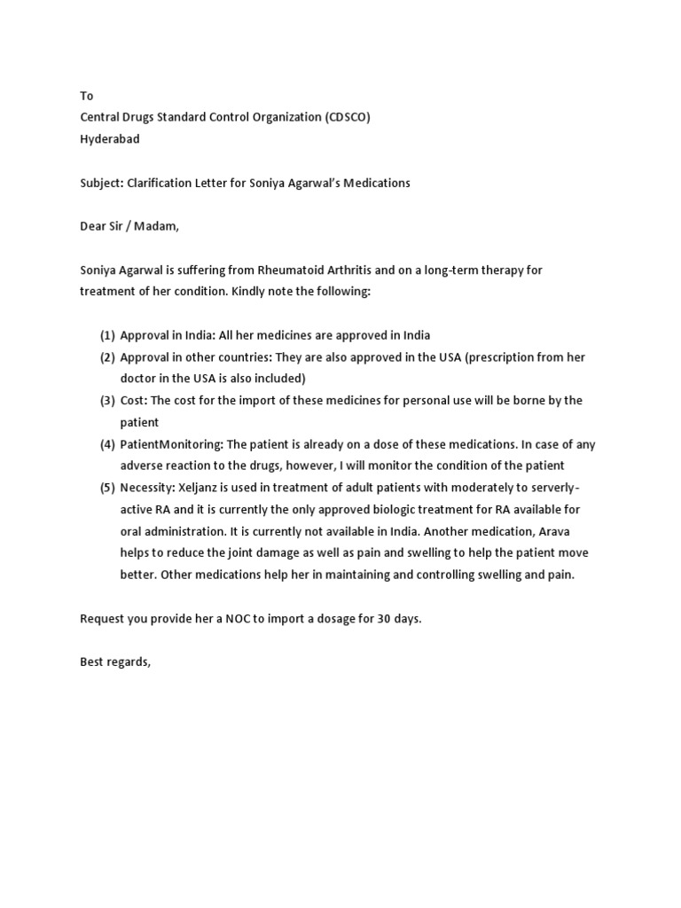 Clarification Letter | PDF | Dose (Biochemistry) | Chemistry