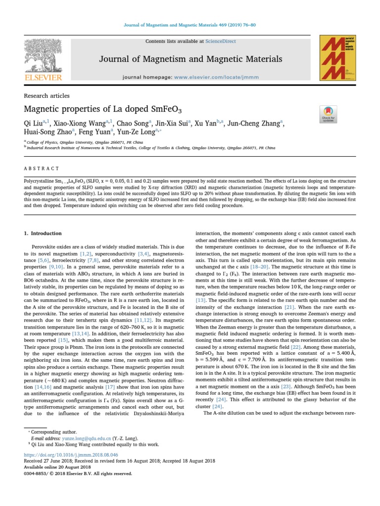 Journal of Magnetism and Magnetic Materials | PDF | Ferromagnetism ...