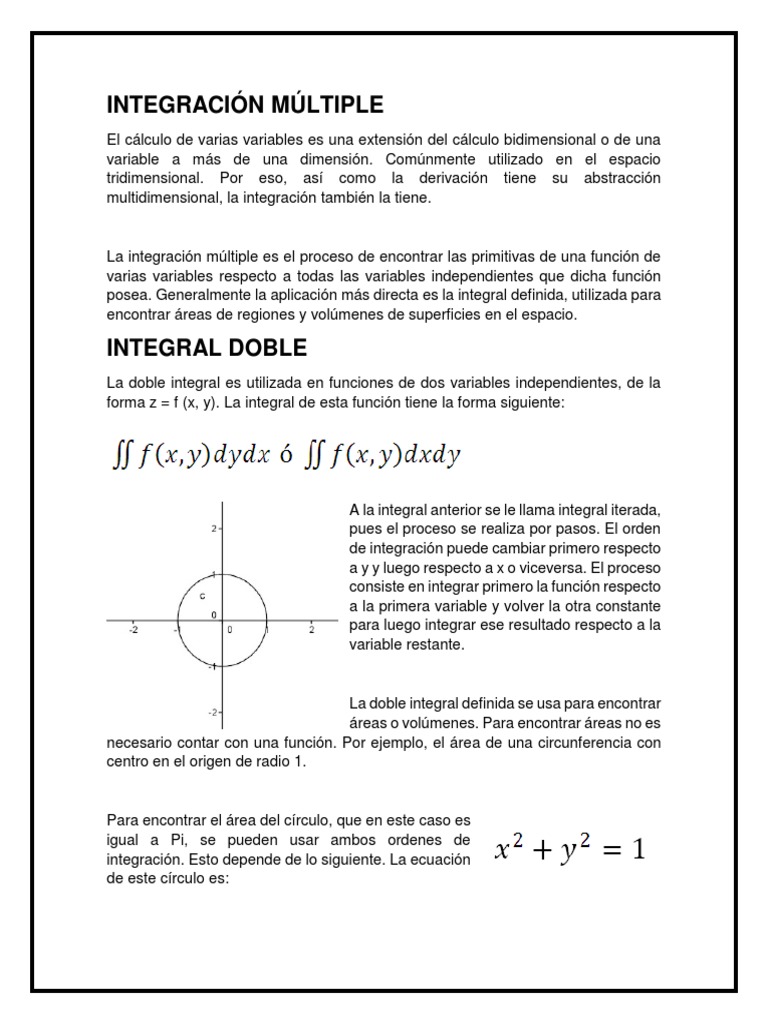 Integracion Multiple | PDF | Integral | Función (Matemáticas)