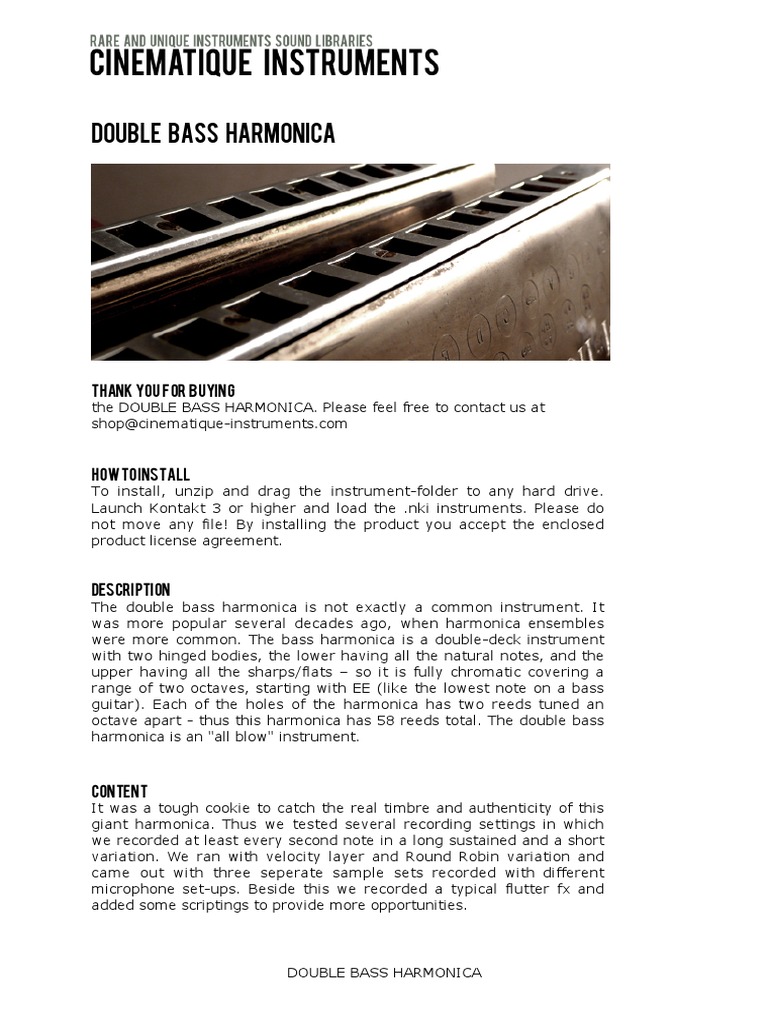Manual - Double Bass Harmonica PDF | PDF | Harmonica | Double Bass