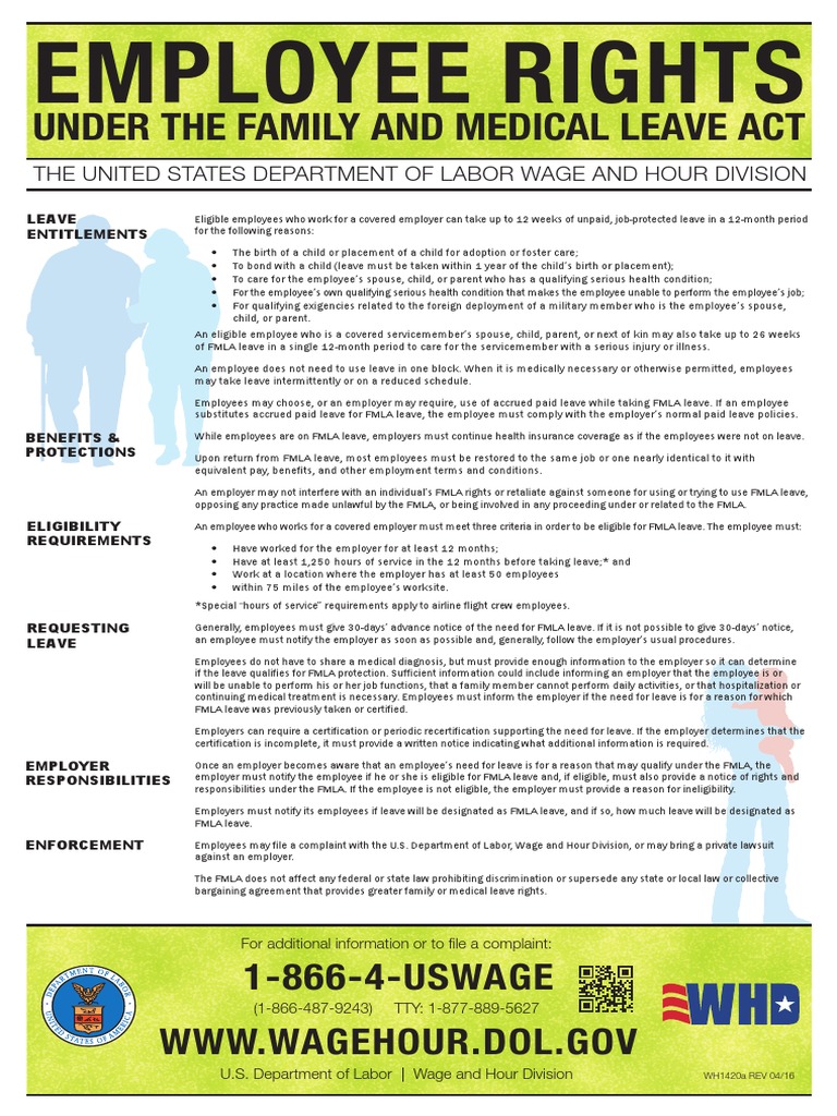 FMLA Rights & Responsibilities April 2016 | PDF | Family And Medical ...