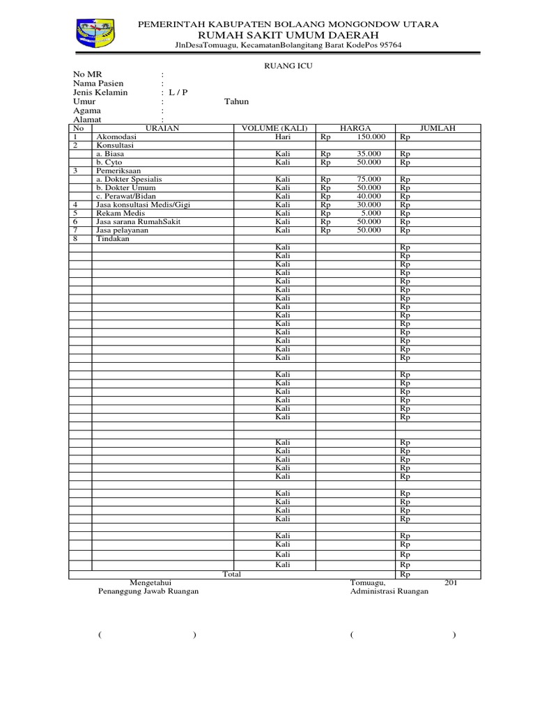 Nota Tagihan Ruang Icu | PDF