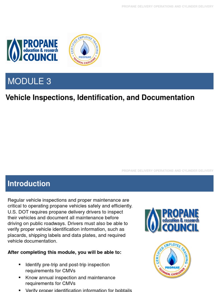 Vehicle Inspections, Identification, and Documentation: Propane ...