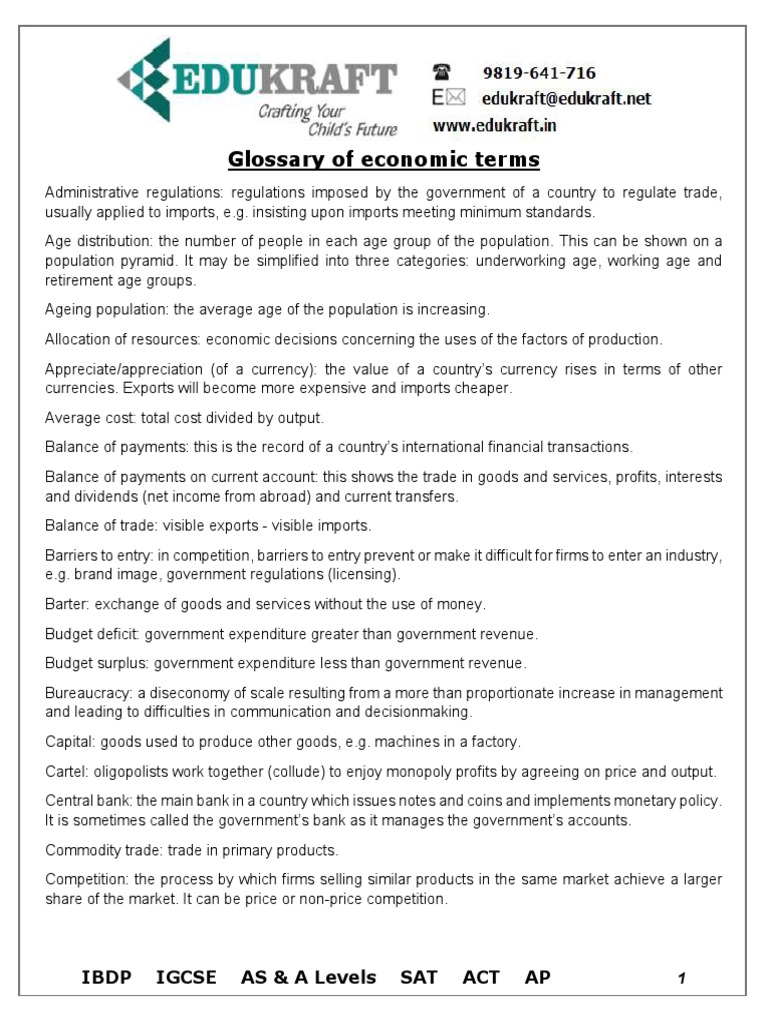 Economics Glossary for Students | PDF | Taxes | Inflation