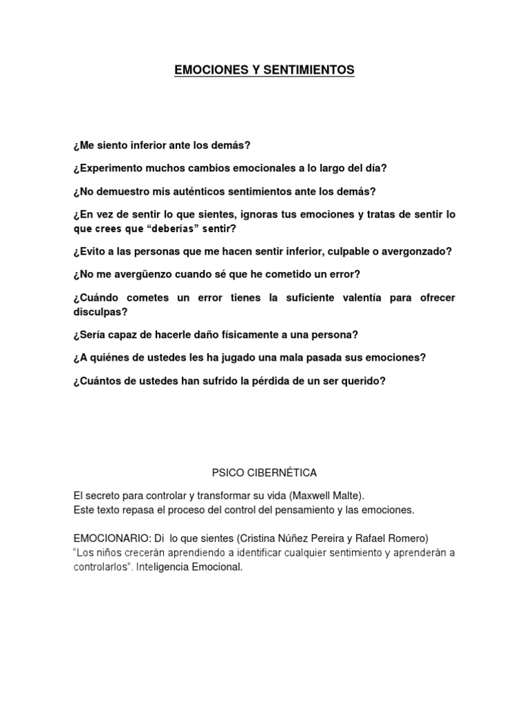 Emociones y Sentimientos | PDF