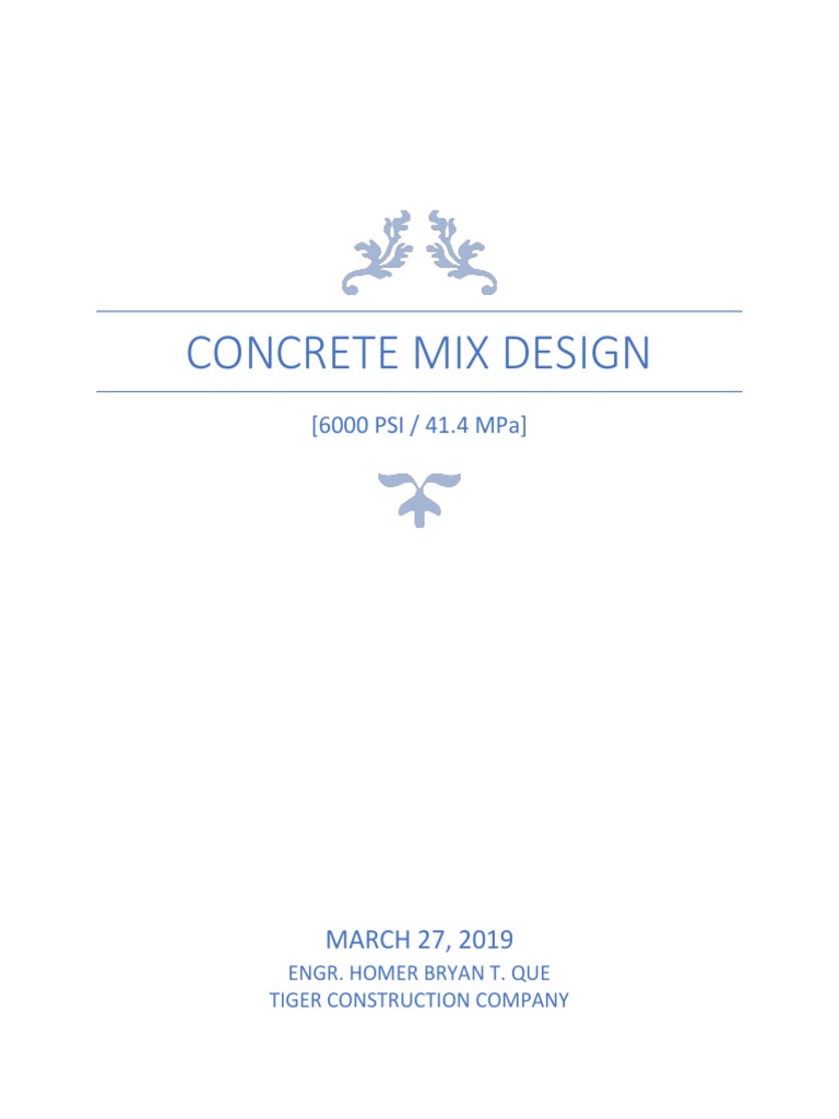 Concrete Mix Design 41.1 Mpa 6000 Psi | PDF | Construction Aggregate ...