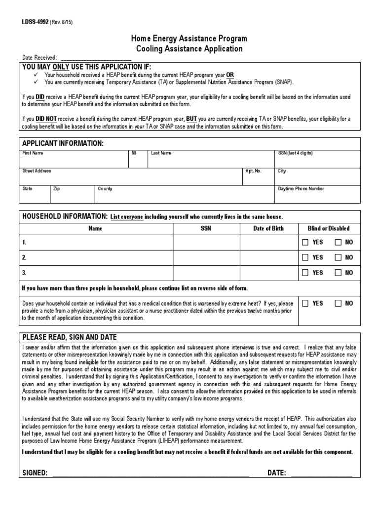 HEAP Cooling Assistance Application Form | PDF | Government | Business