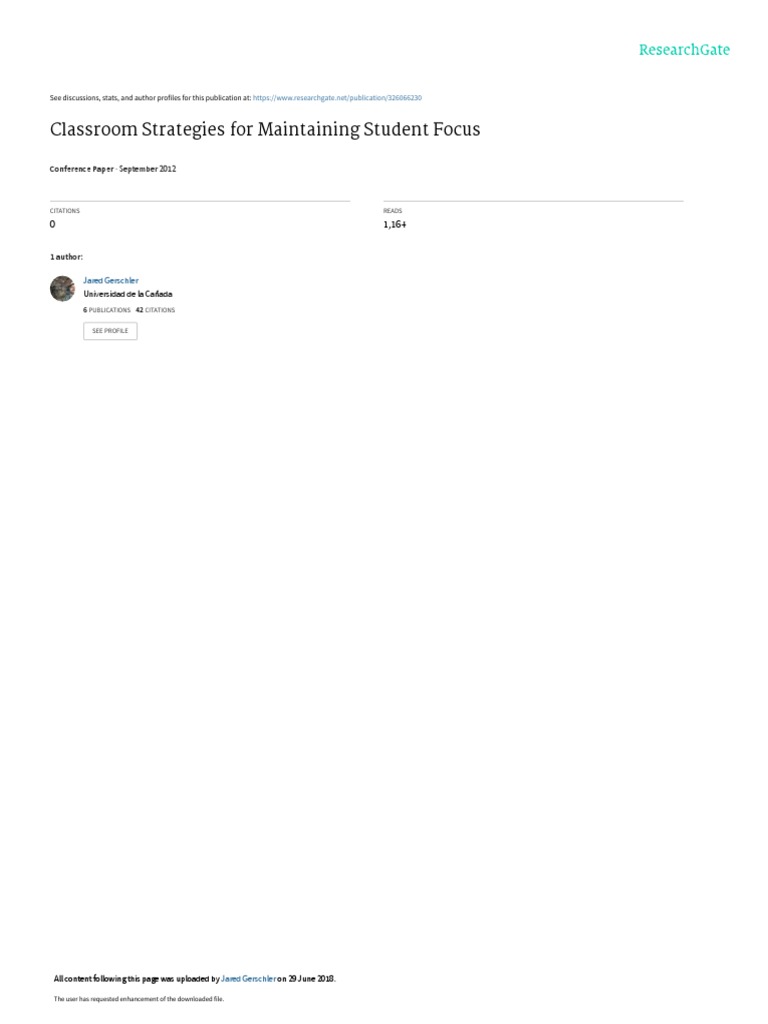 Classroom Strategies For Maintaining Student Focus | PDF | Learning ...