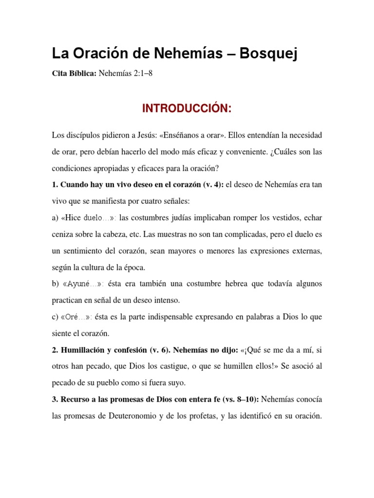 Oración de Nehemías: Claves y Significado | PDF | Oración | Cristo (título)